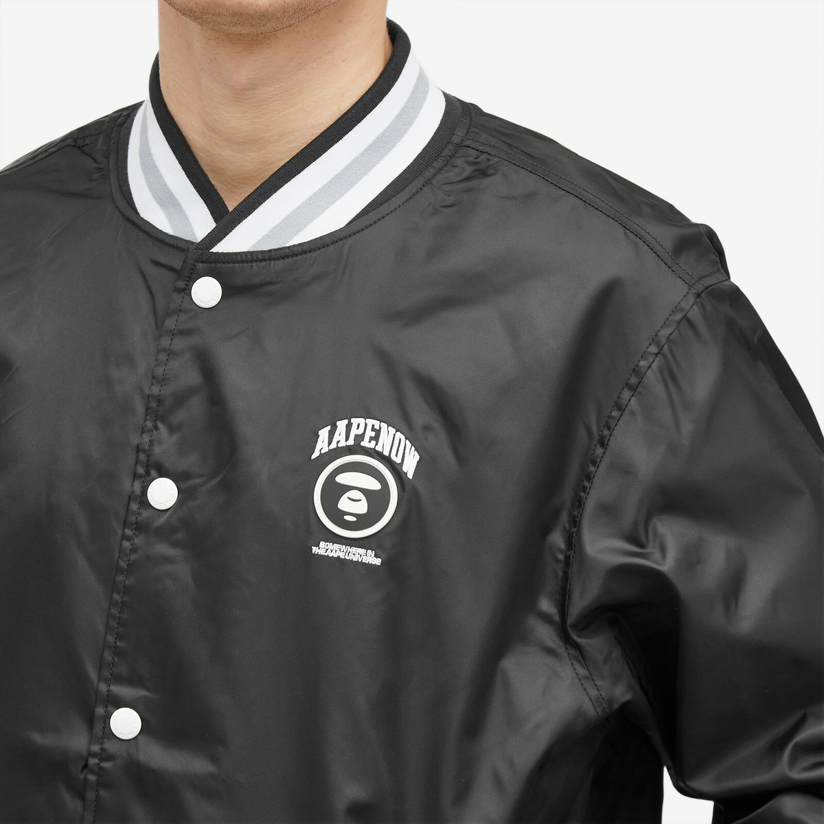 Men's AAPE Logo Varsity Jacket in Black AAPE by A Bathing Ape