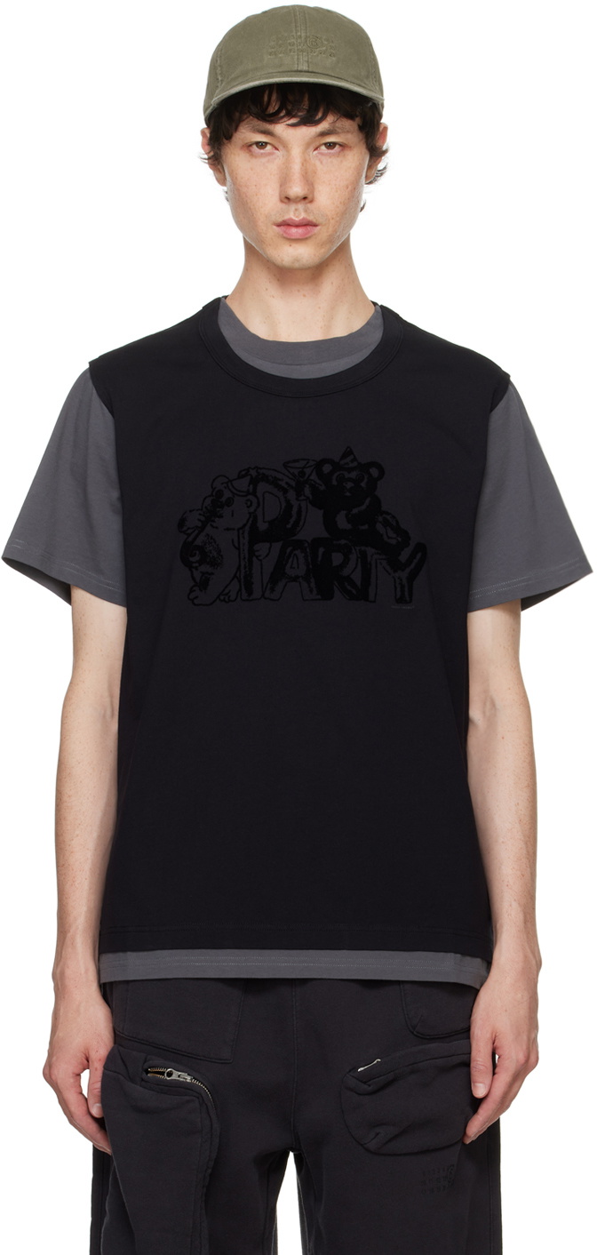 MM6 Maison Margiela Black Two-Layer 'Party' T-Shirt MM6 Maison Margiela