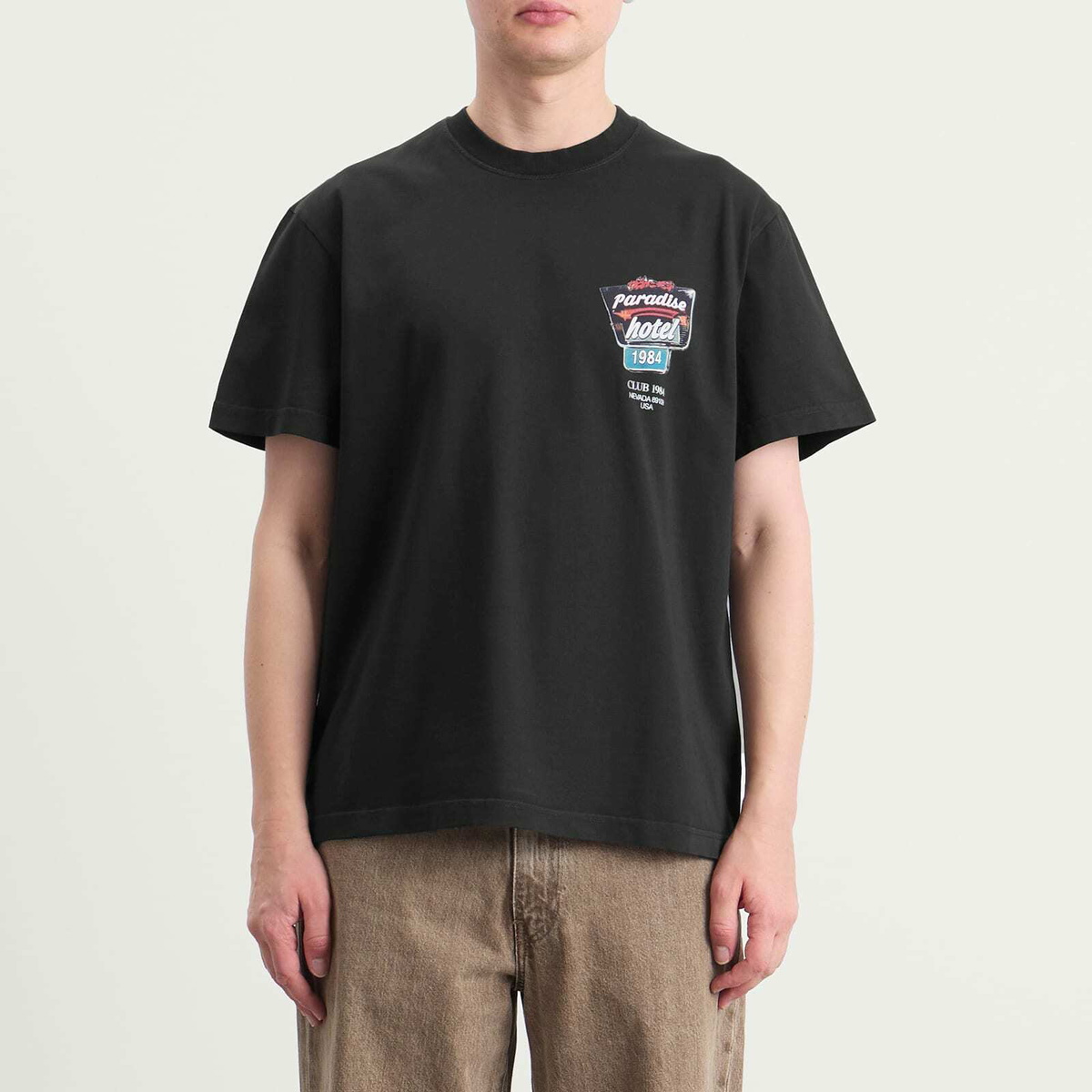 Club 1984 Men's Paradise Hotel T-Shirt in Washed Black Club 1984