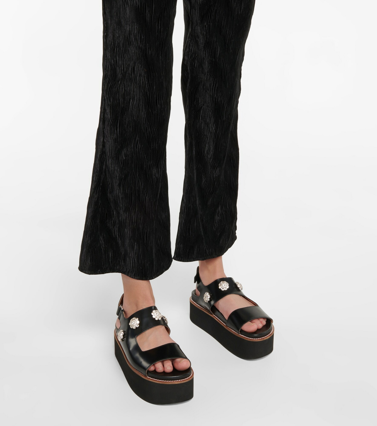 Ganni - Embellished leather platform sandals GANNI