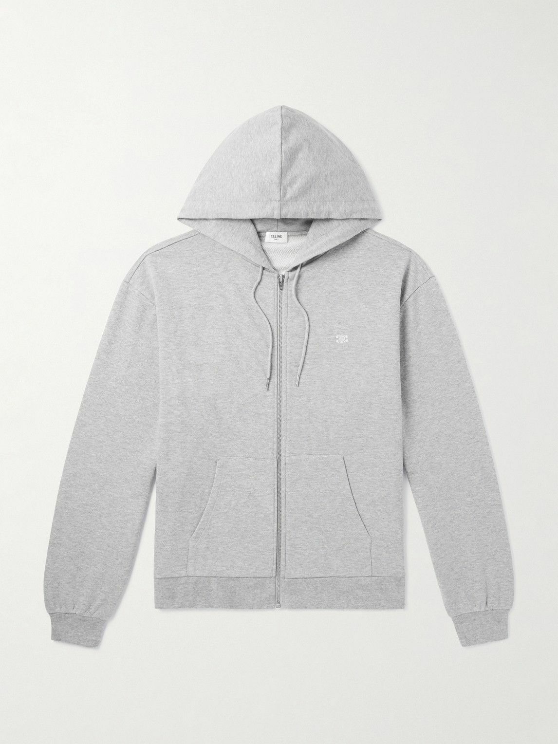 CELINE - Logo-Embroidered Cotton and Cashmere-Blend Jersey Zip-Up ...