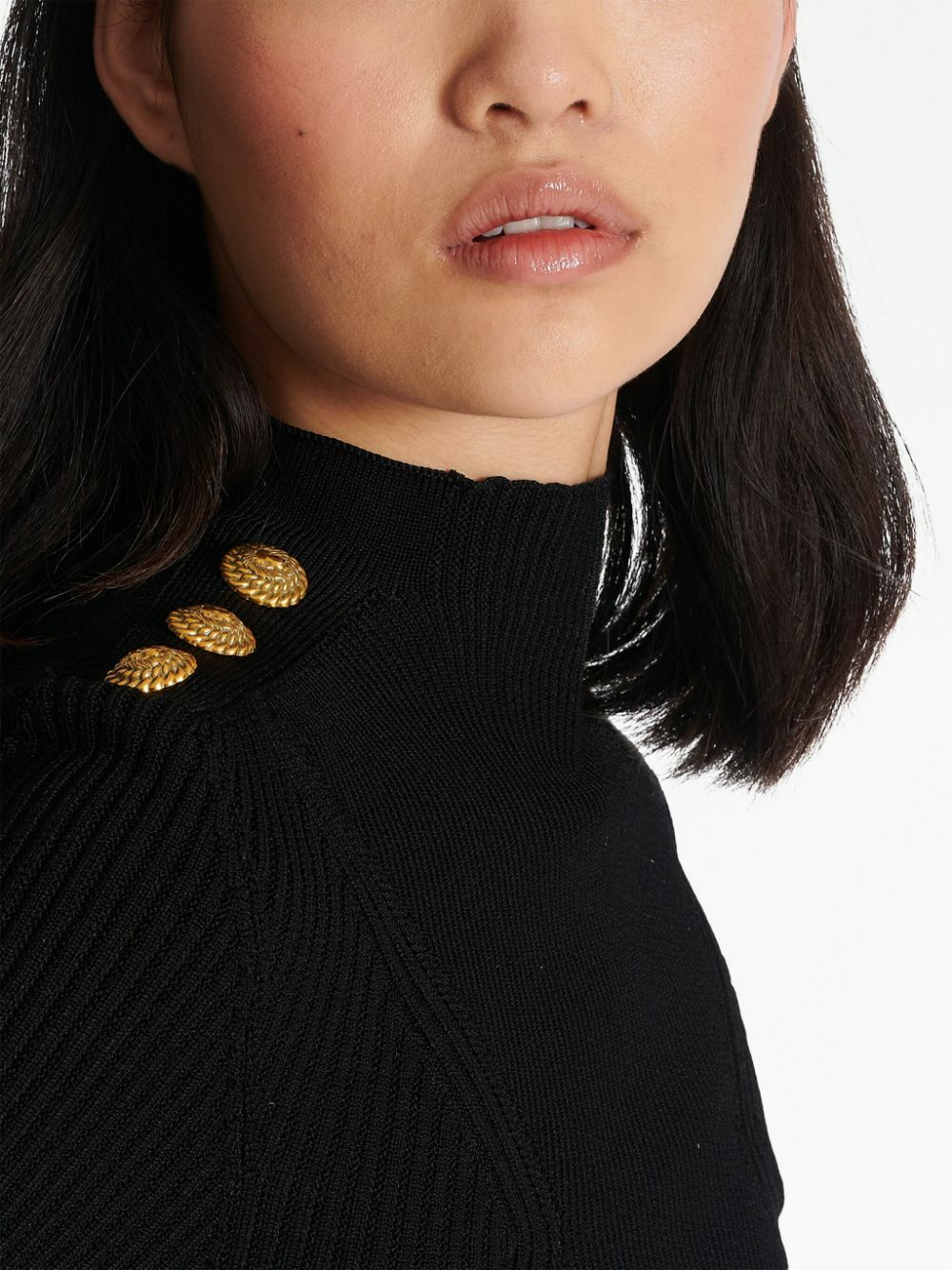 BALMAIN - Gold Embossed Buttons Knitted Top Balmain