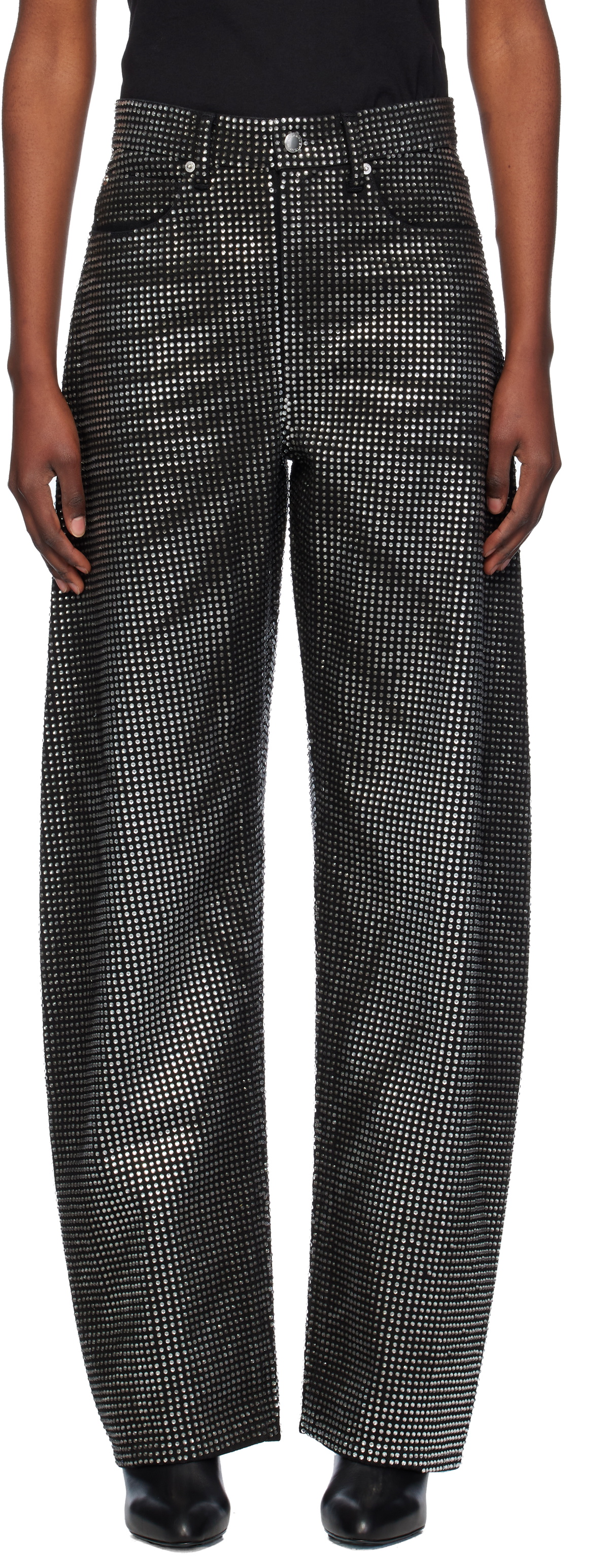 Alexander Wang Black Distressed Crystal Hotfix Jeans Alexander Wang