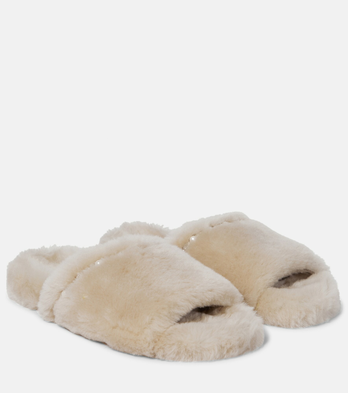 Jimmy Choo - Acinda embellished shearling slides Jimmy Choo
