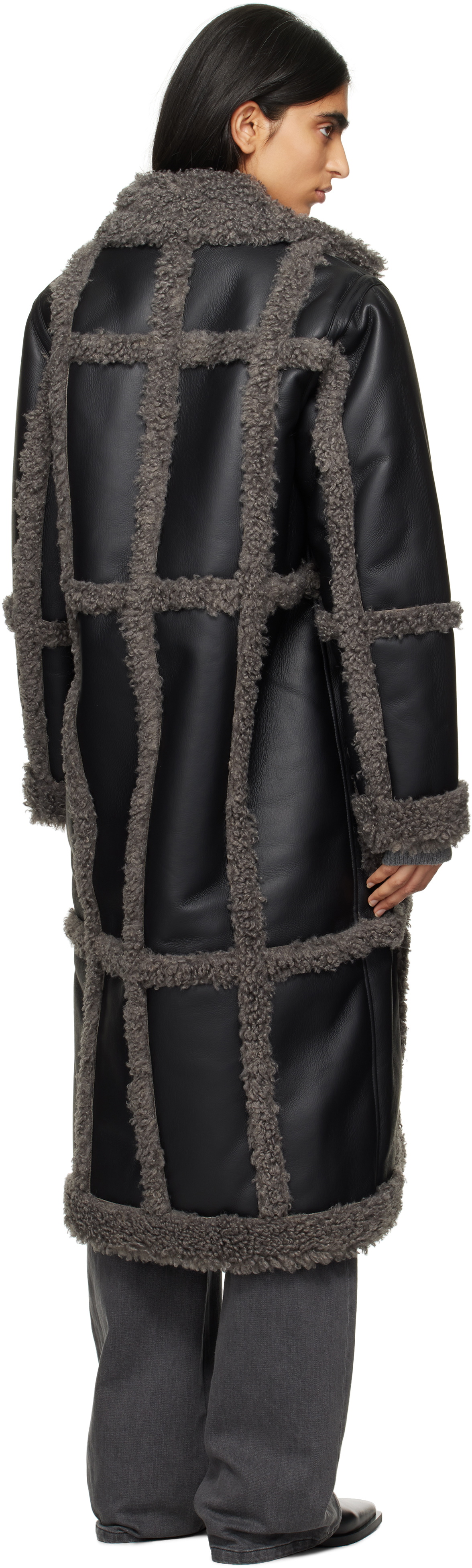 Stand Studio Black & Gray Patrice Faux-Shearling Coat Stand Studio