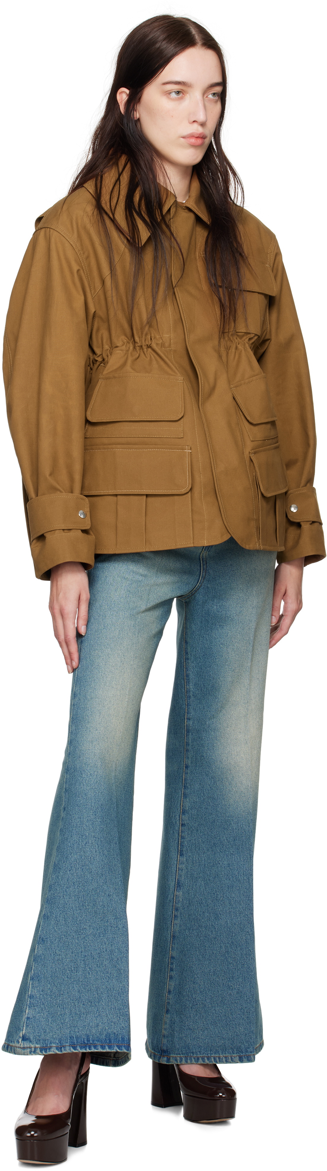 Victoria Beckham Tan Patch Pocket Utility Jacket Victoria Beckham