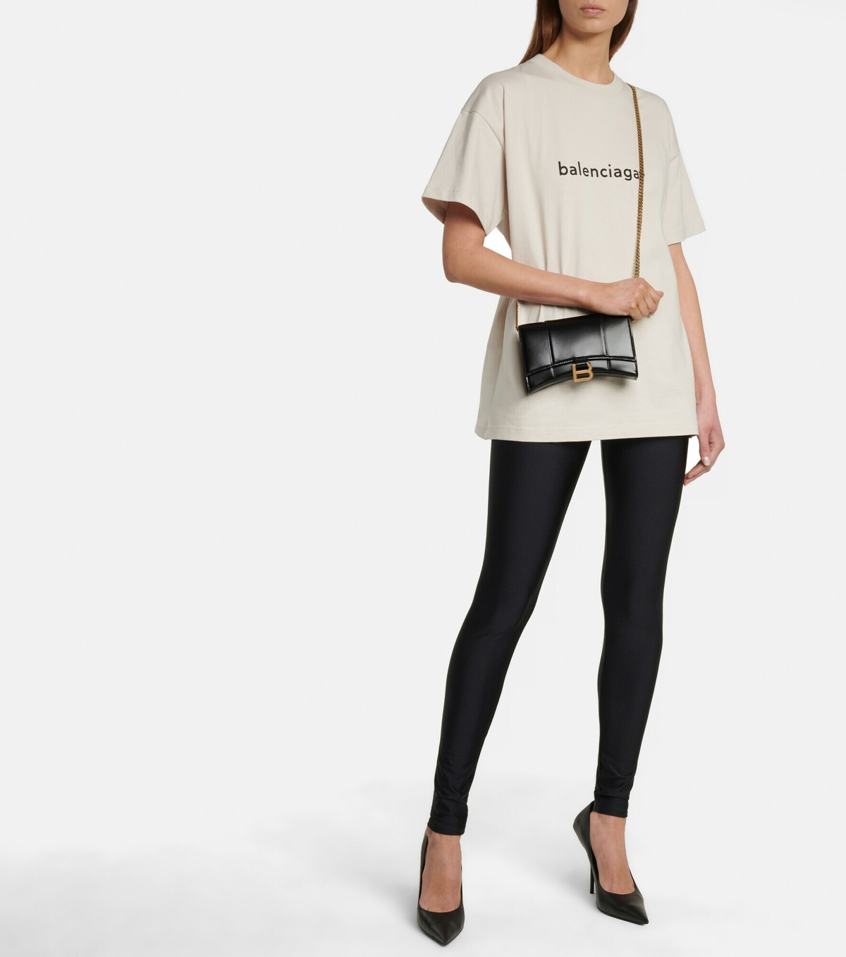Balenciaga - Hourglass leather wallet on chain Balenciaga