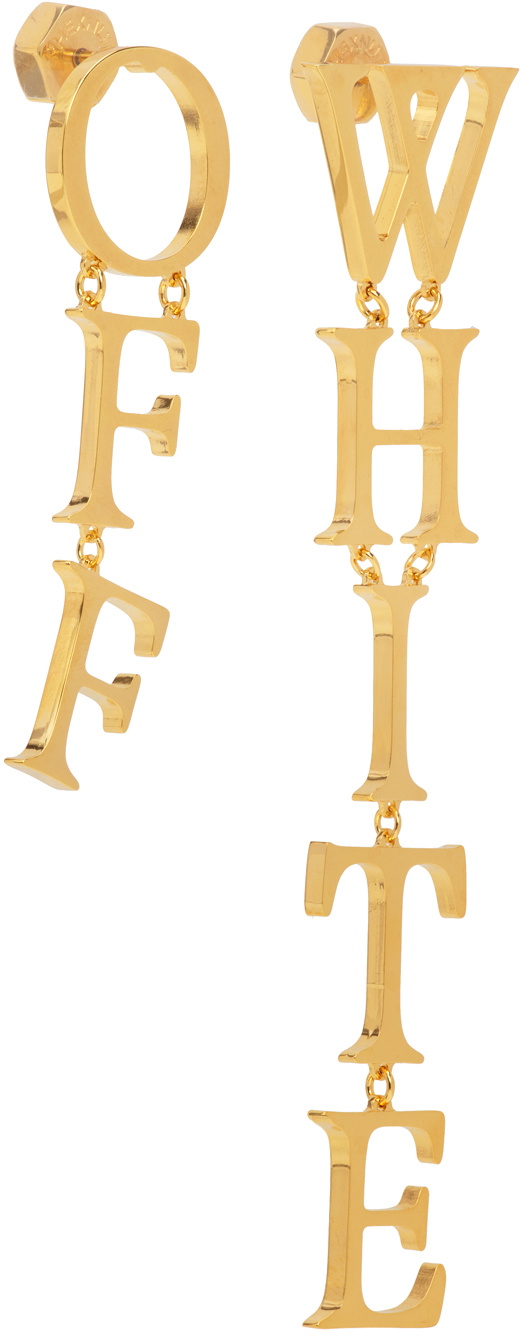 Off-White Gold Logo Earrings Off-White