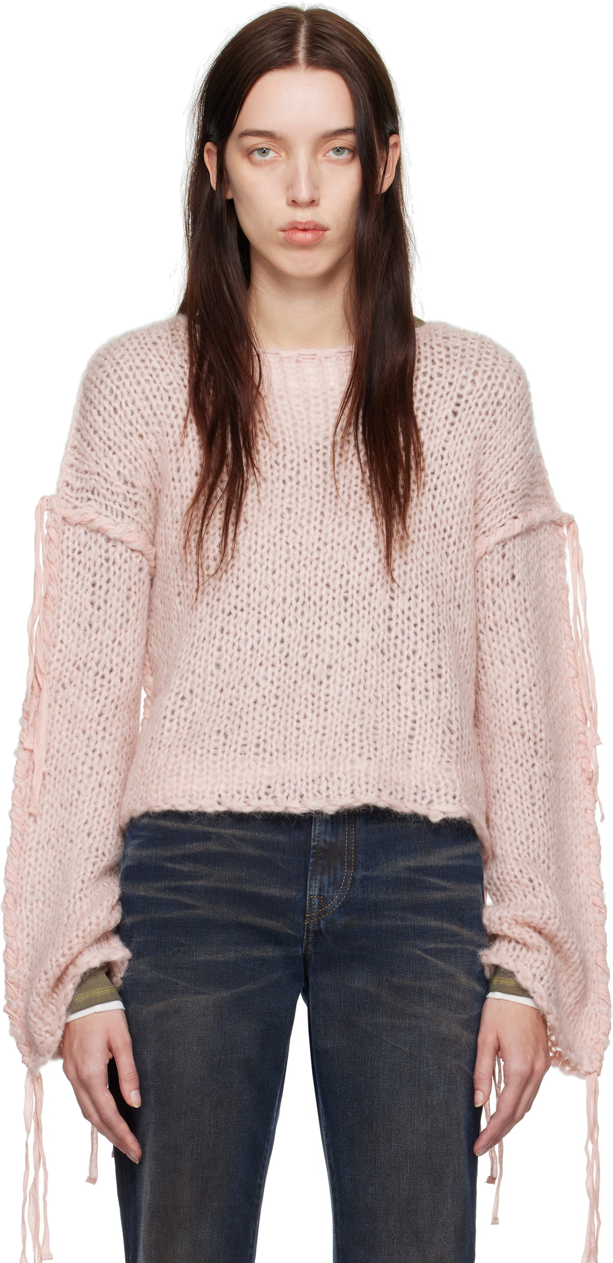 Acne Studios Pink Lacing Knit Sweater Acne Studios