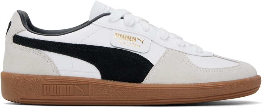 Puma White & Taupe Palermo Leather Sneakers Puma