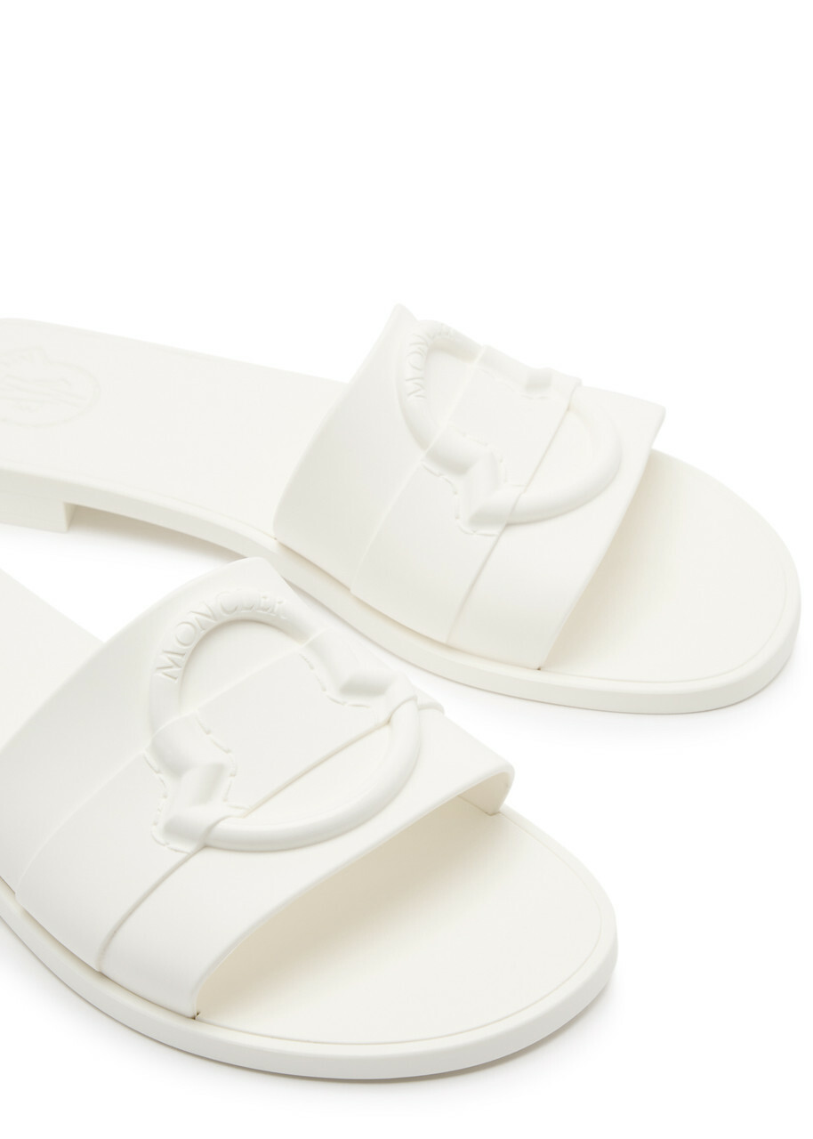 Moncler Logo Rubber Sliders White Moncler
