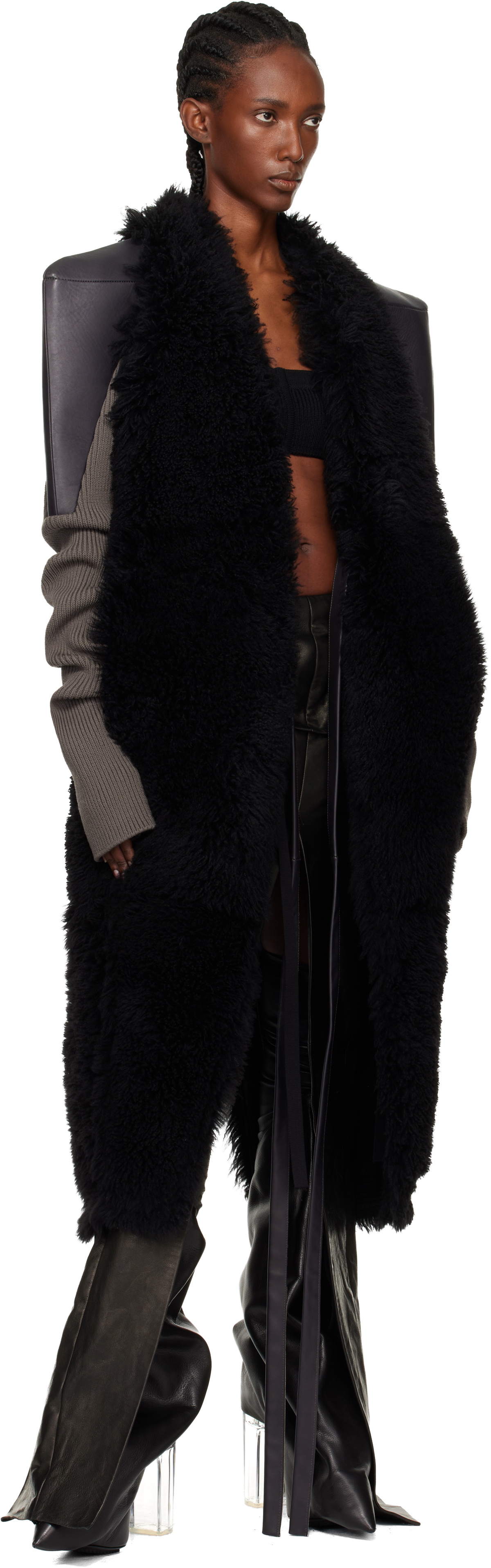 Rick Owens Black Concordians SL Cyclops Reversible Shearling Coat Rick ...