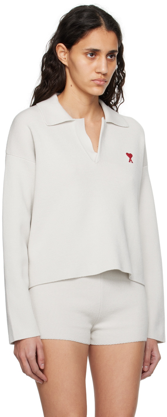 AMI Paris Gray Ami de Cœur Sweater AMI