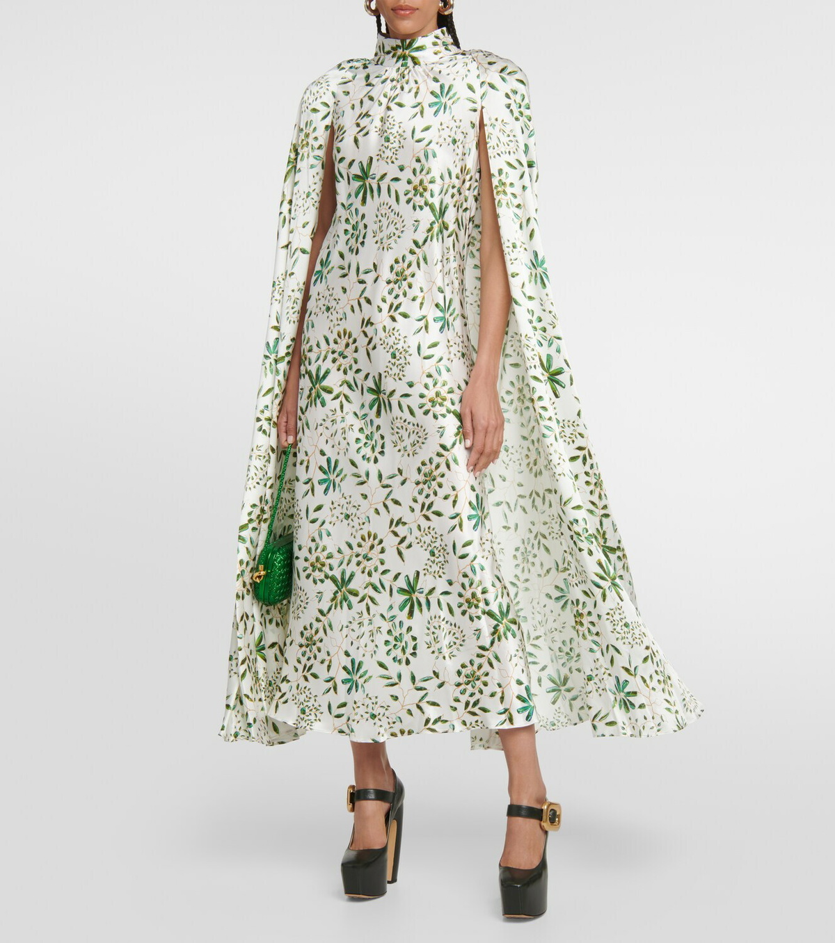 Rodarte Floral silk satin cape dress Rodarte