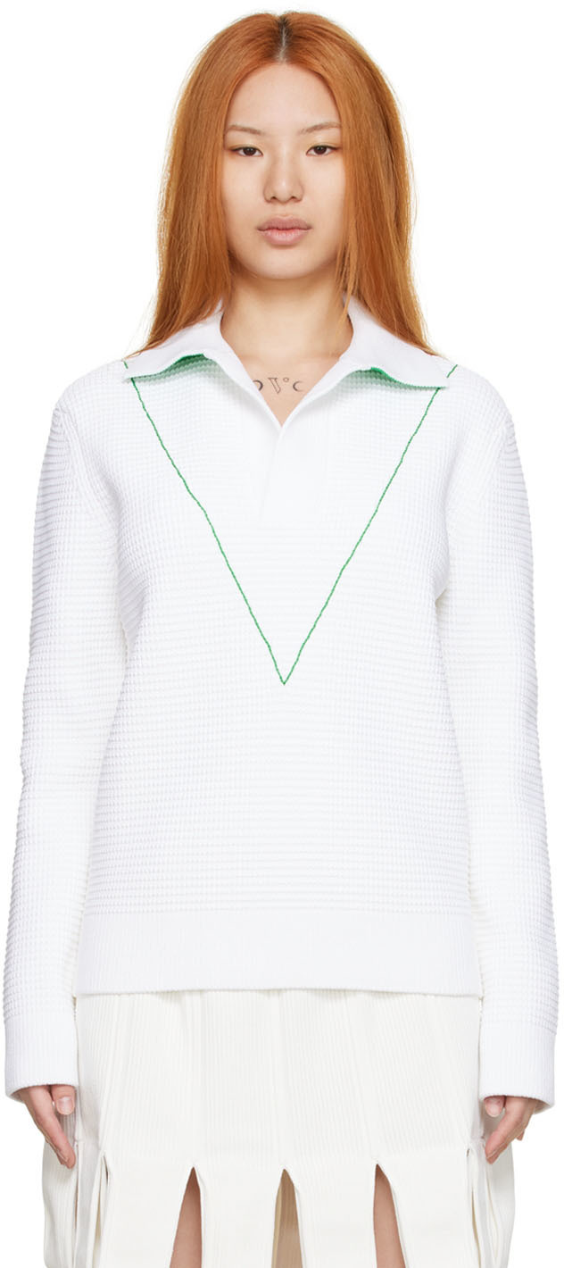 Bottega Veneta White Nylon Sweater Bottega Veneta