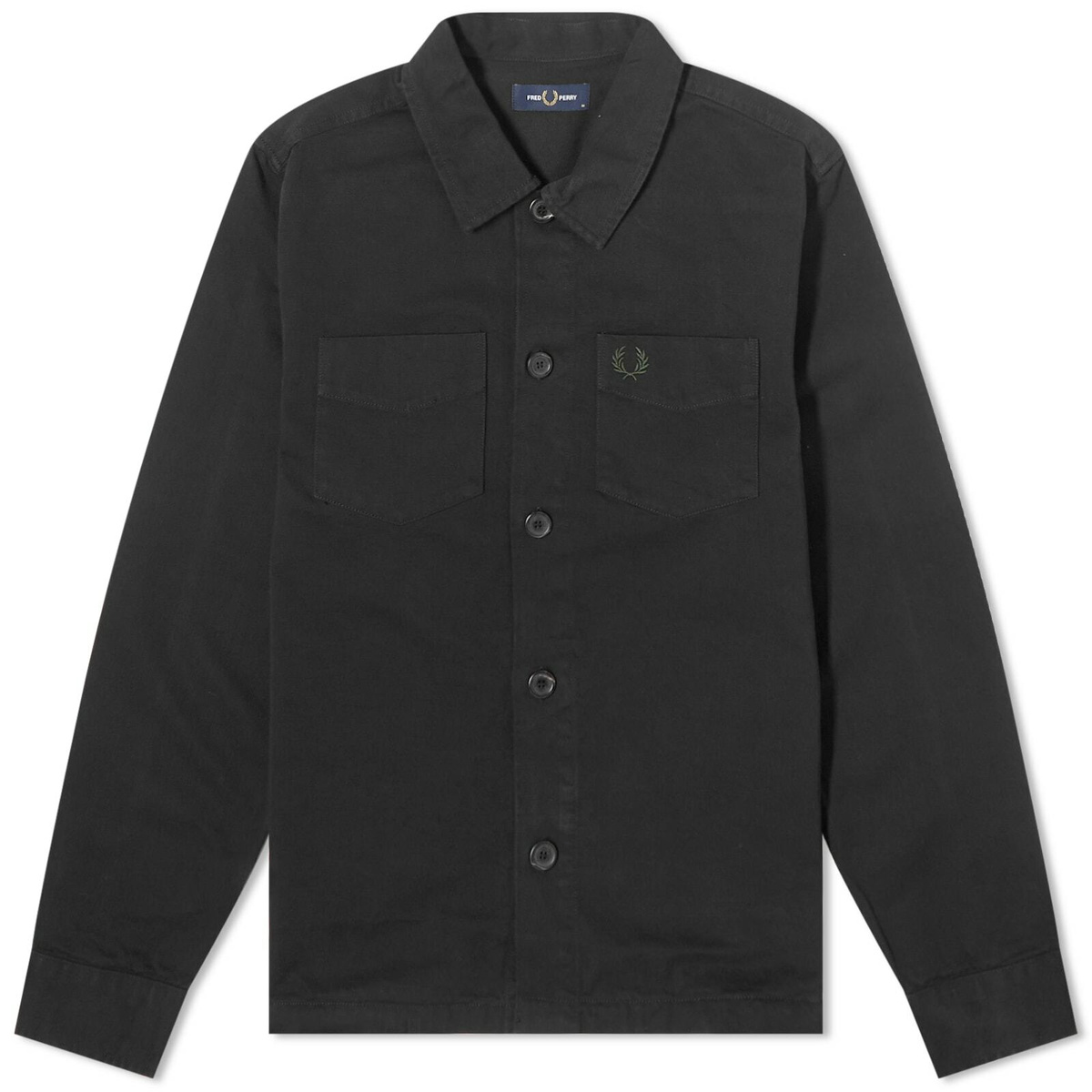 Fred Perry Men's Twill Overshirt in Black Fred Perry
