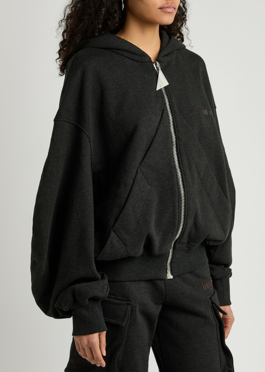 The Attico Logo Hooded Cotton Sweatshirt Dark Grey The Attico