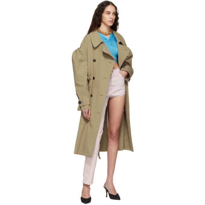 Pushbutton Beige Twill Trench Coat Pushbutton