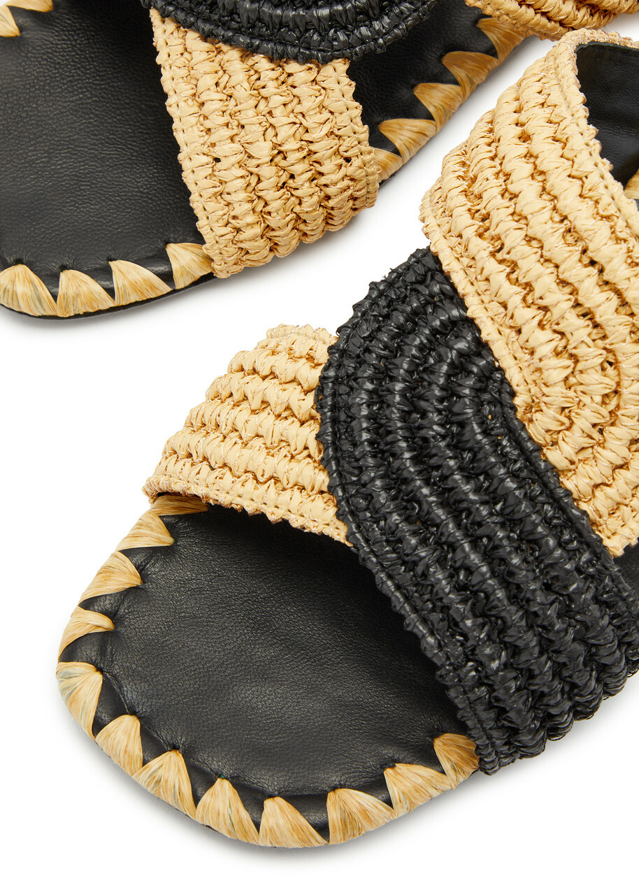 Castañer Prado Raffia Sliders Black Castaner