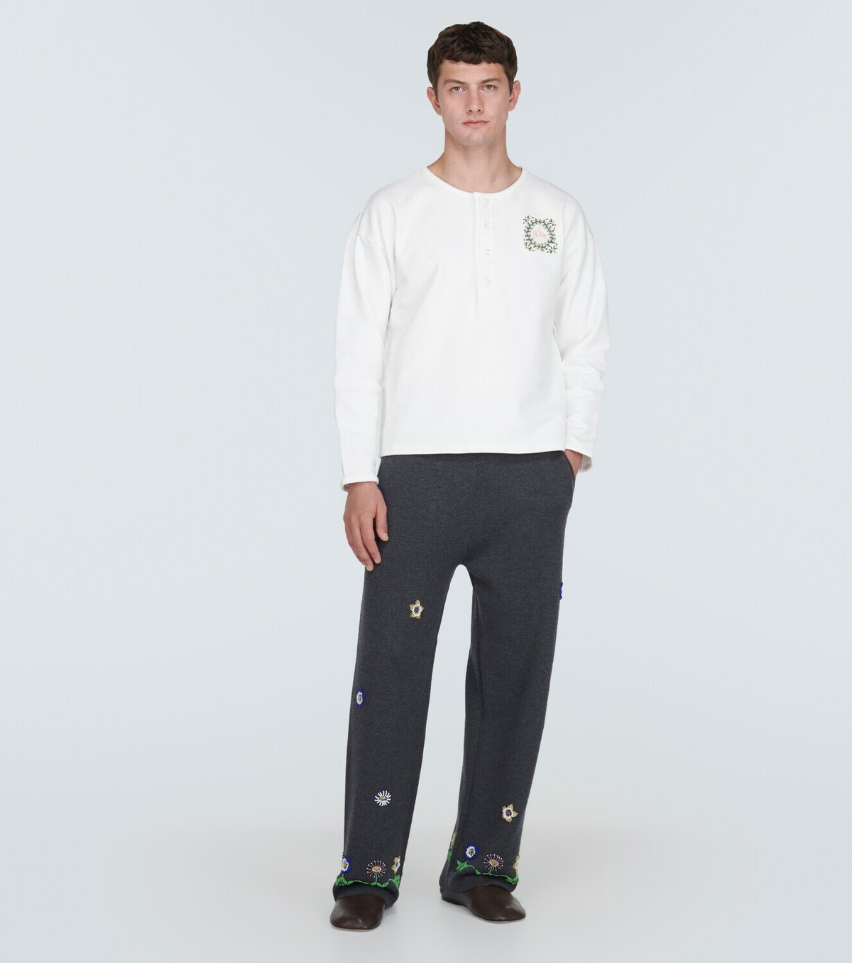 Bode Daisy Never Tell cotton Henley shirt Bode