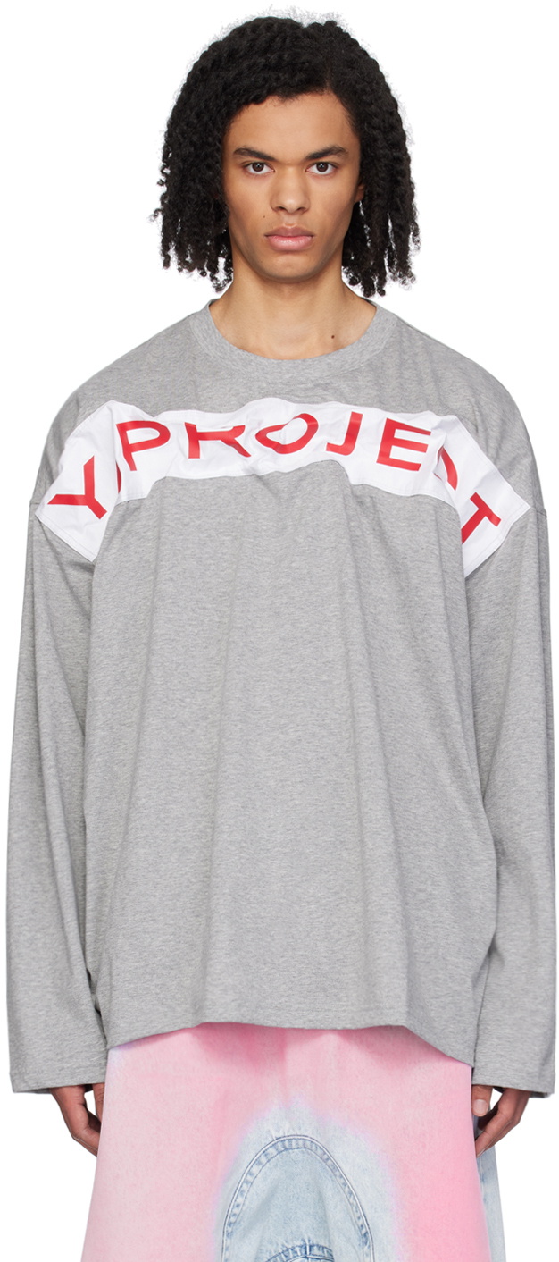 Y/Project Gray Draped Long Sleeve T-Shirt Y/Project