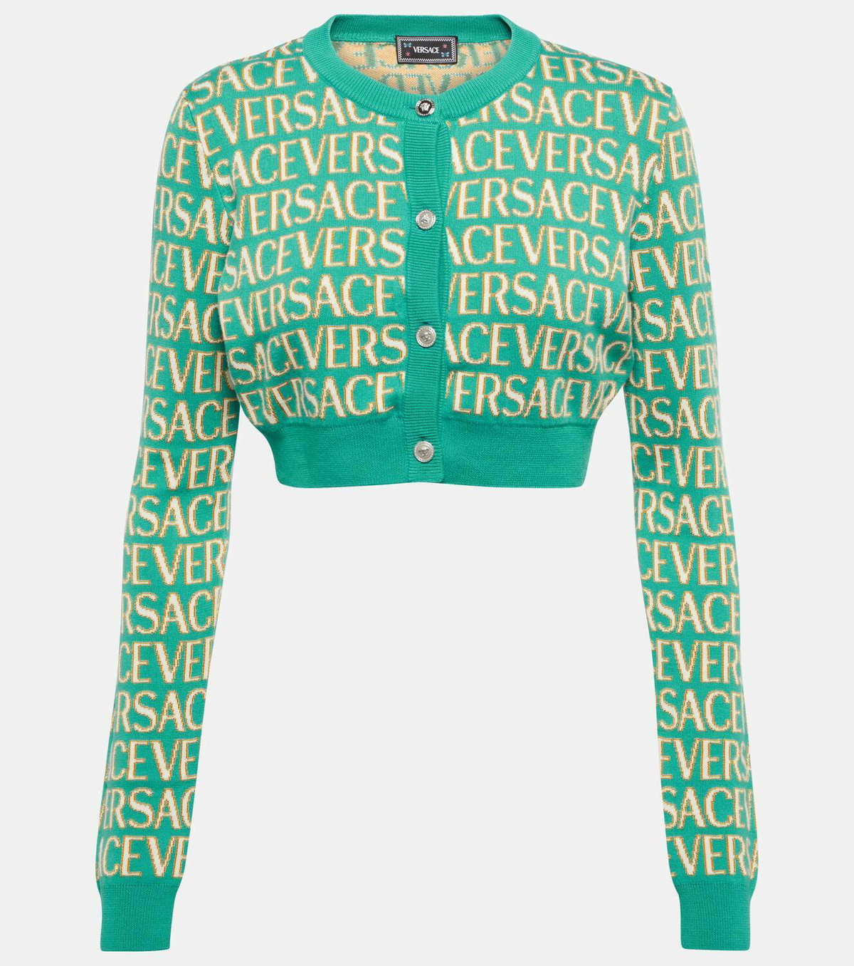 Versace Versace Allover cotton-blend cropped cardigan Versace