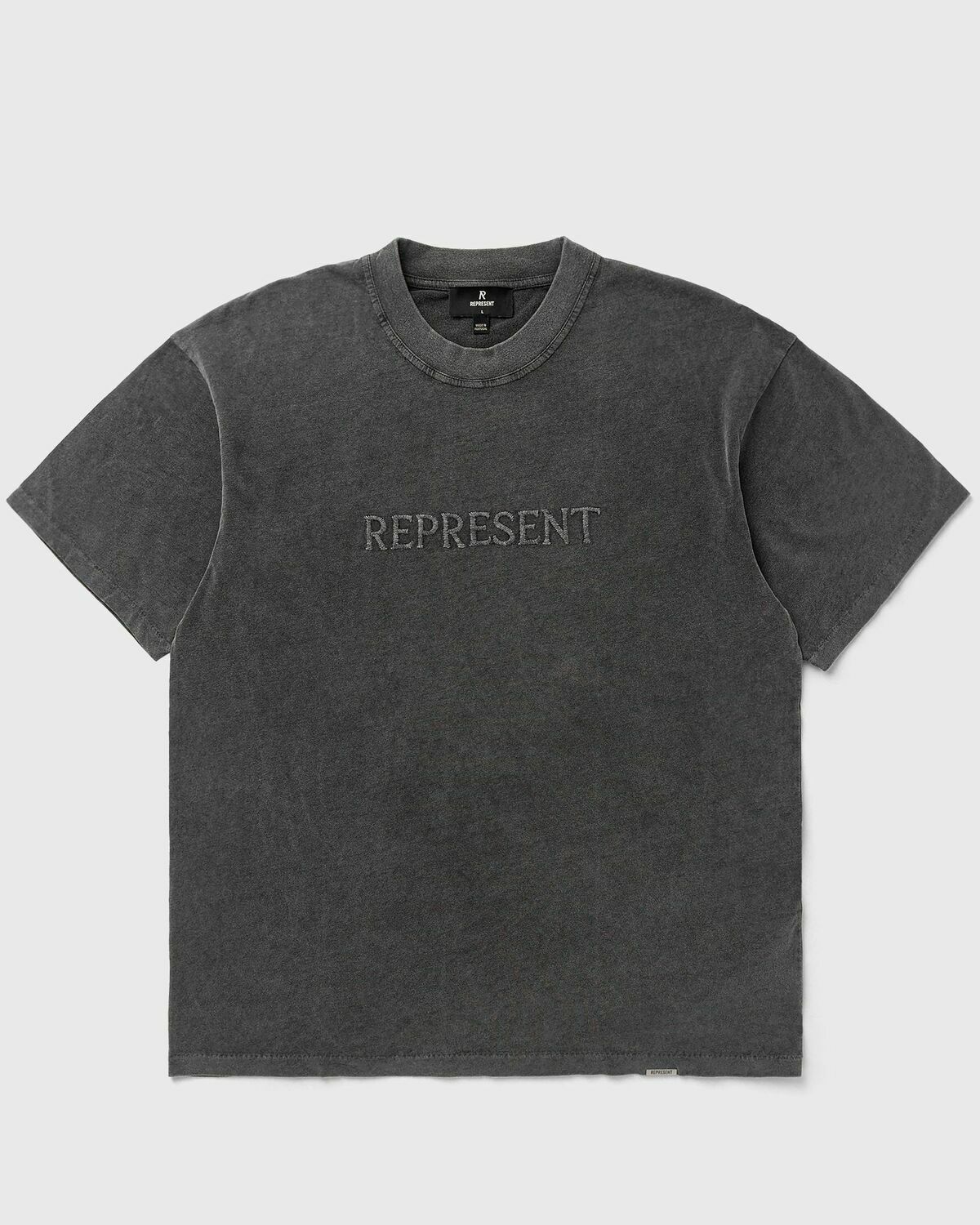 Represent Embroidered Serif Logo T-Shirt Grey Mens Shortsleefe Represent