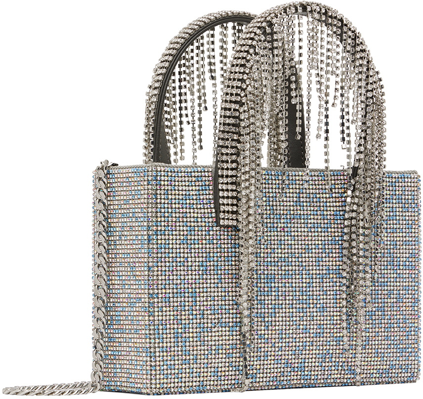 KARA Blue & Silver Crystal Fringe Bag Kara