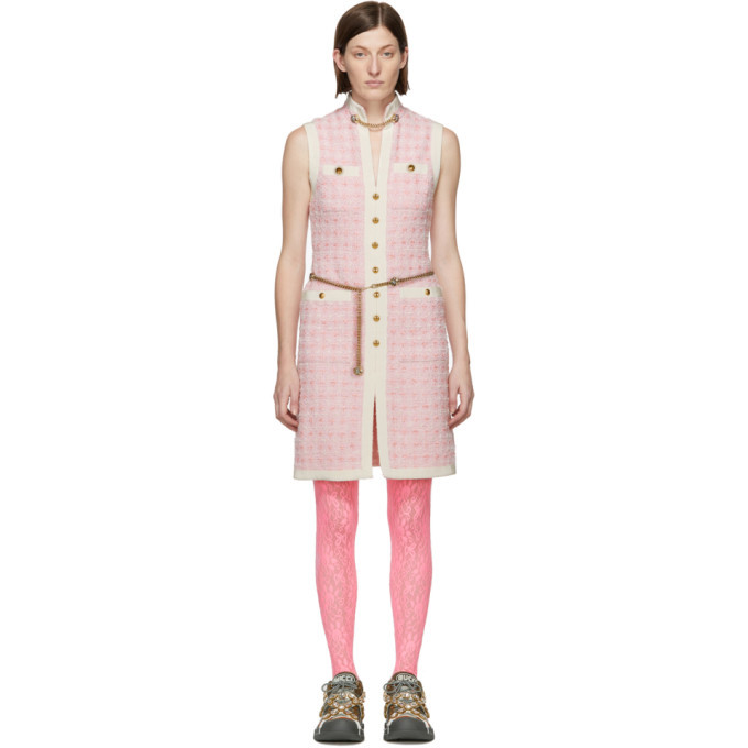 Gucci Pink Tweed Dress Gucci