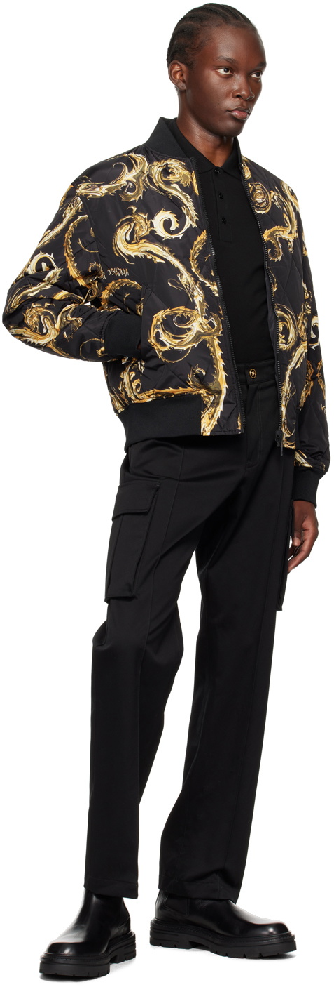 Versace Jeans Couture Black Chromo Couture Reversible Bomber Jacket Versace