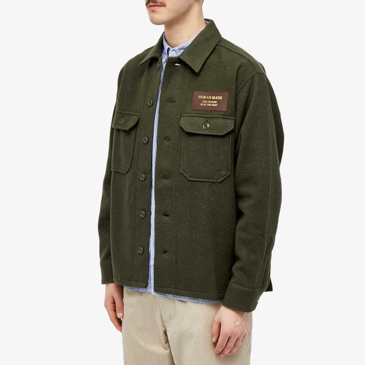 Human Made Men's Wool CPO Overshirt in Olive Drab Human Made