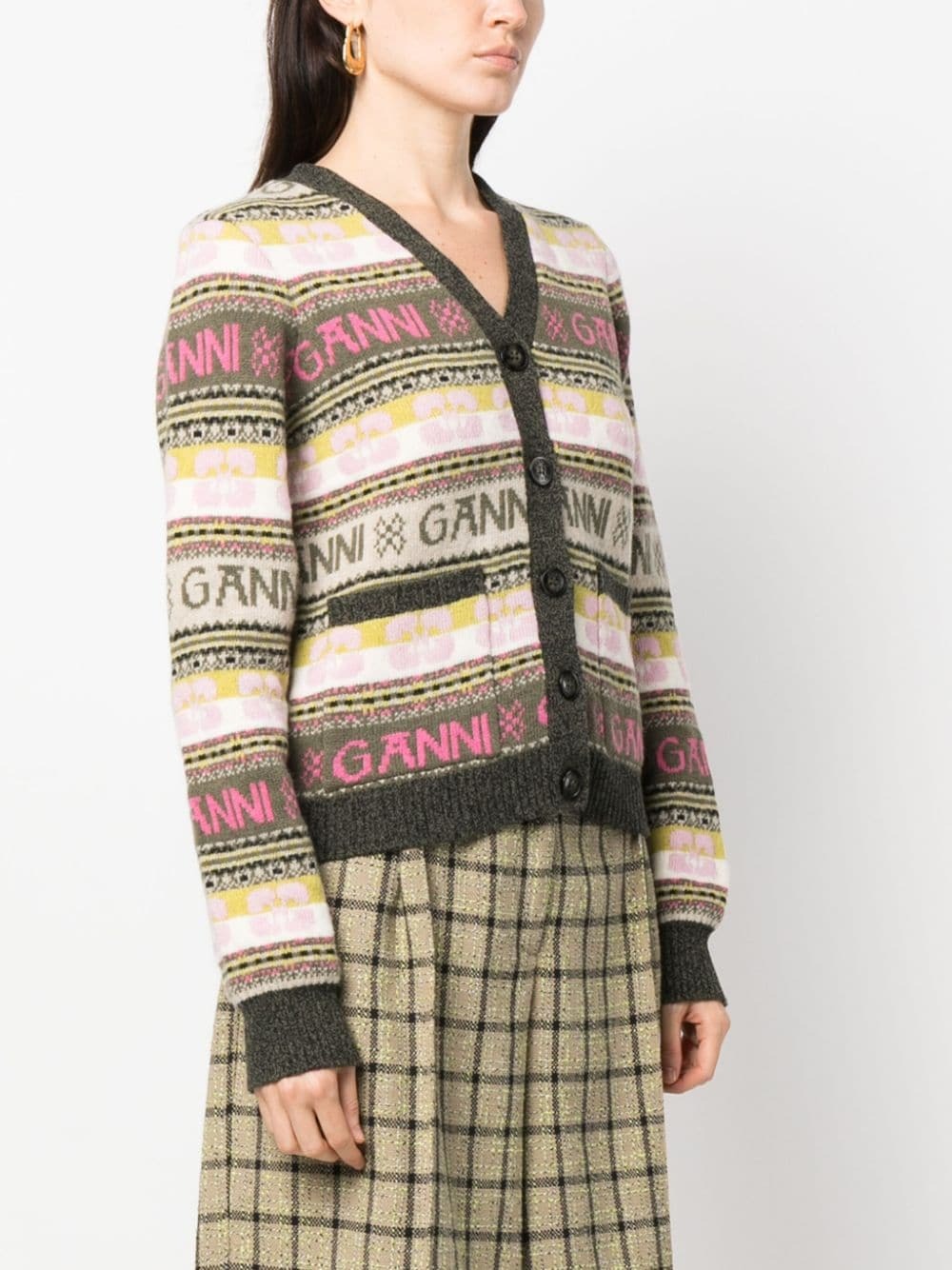 GANNI - Logo Wool Blend Cardigan GANNI