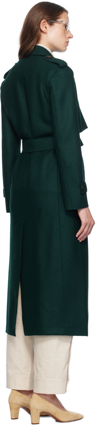 Harris Wharf London Green Pressed Wool Trench Coat Harris Wharf London
