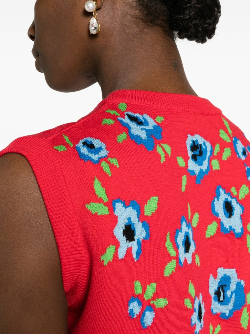 Molly Goddard Red Rosie Floral-Jacquard Cotton Vest Molly Goddard