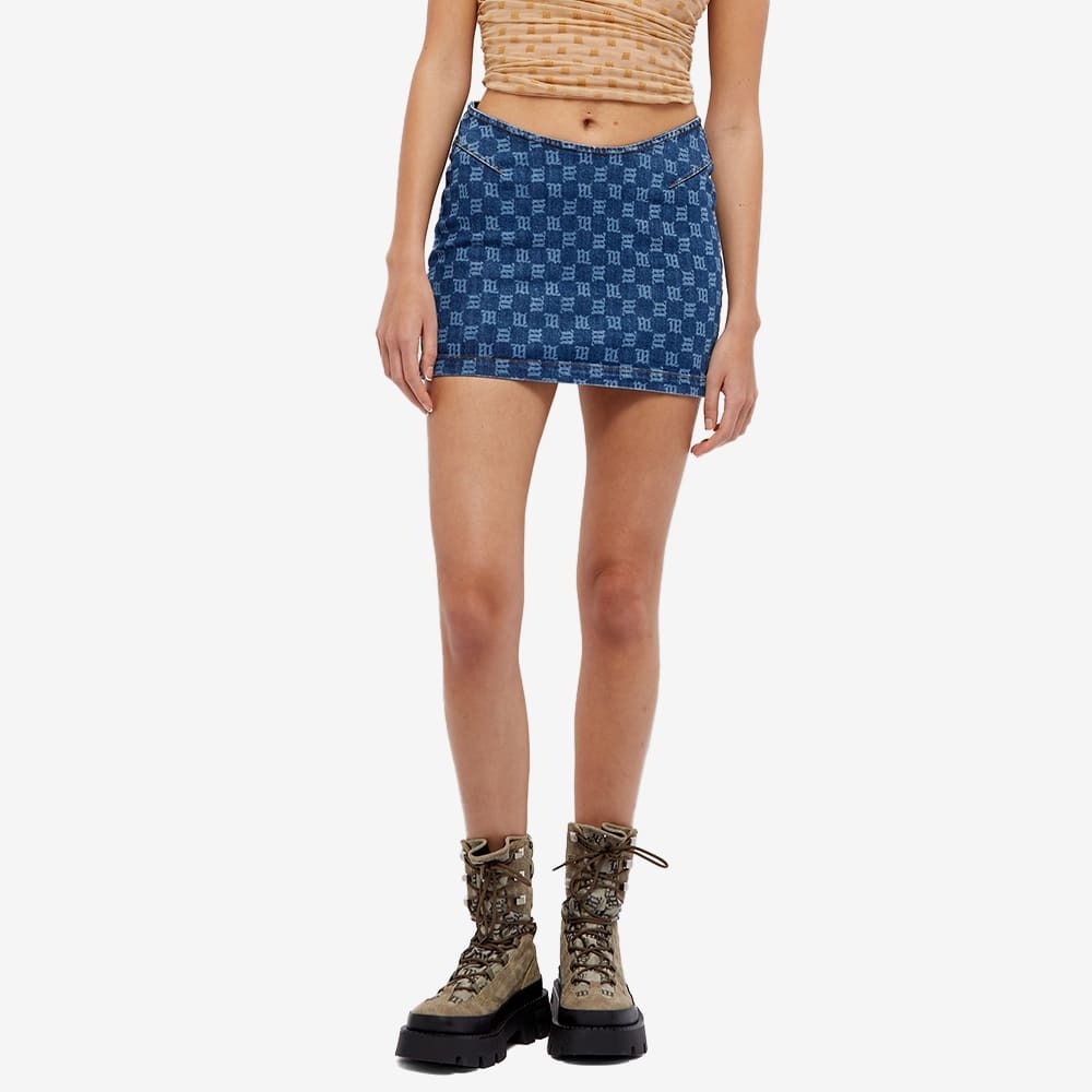 MISBHV Women's Monogram Denim Mini Skirt in Denim Blue MISBHV
