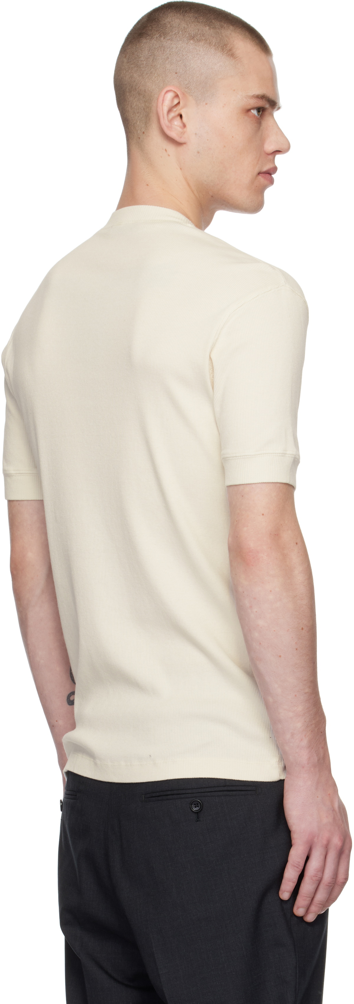 TOM FORD Off-White Cotton Modal Rib Henley TOM FORD