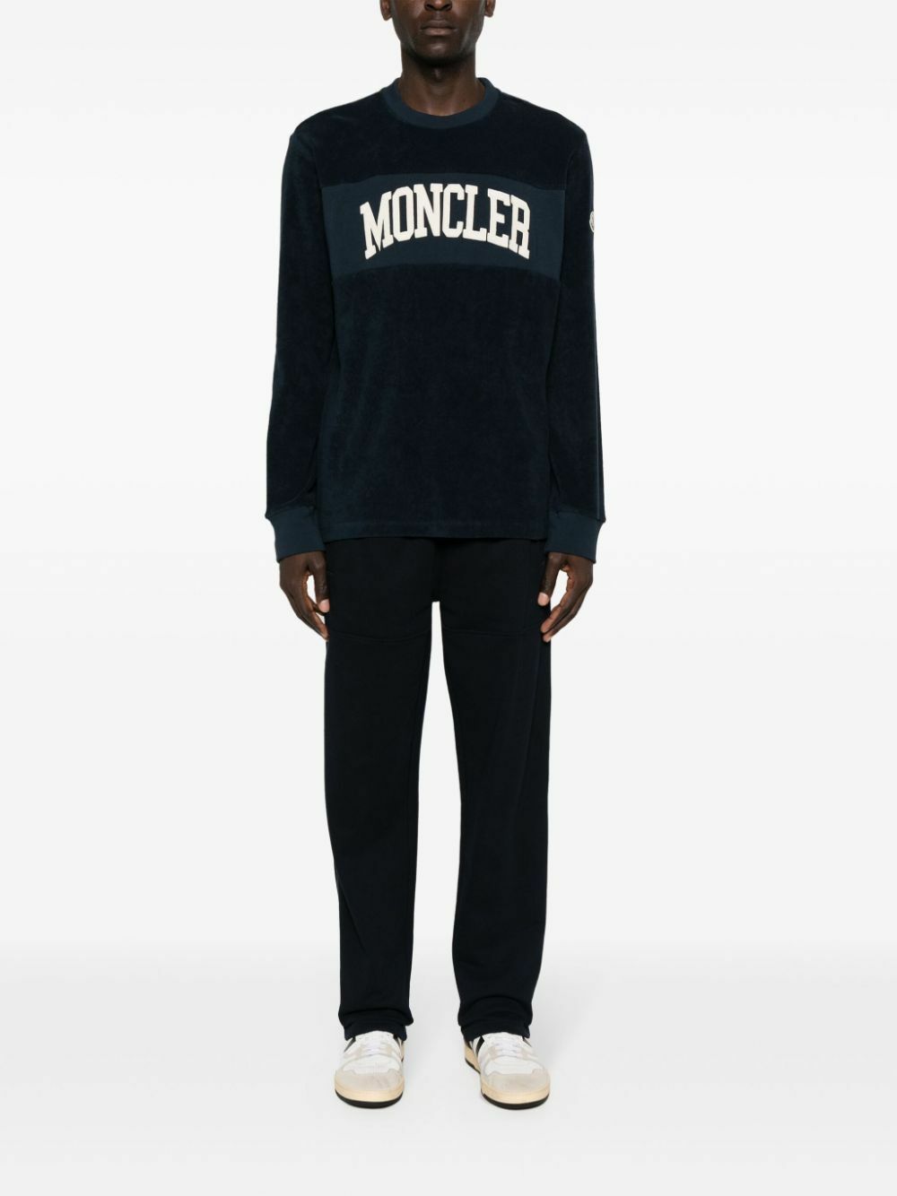 Moncler Blue Logo-Embroidered Cotton Sweatshirt Moncler