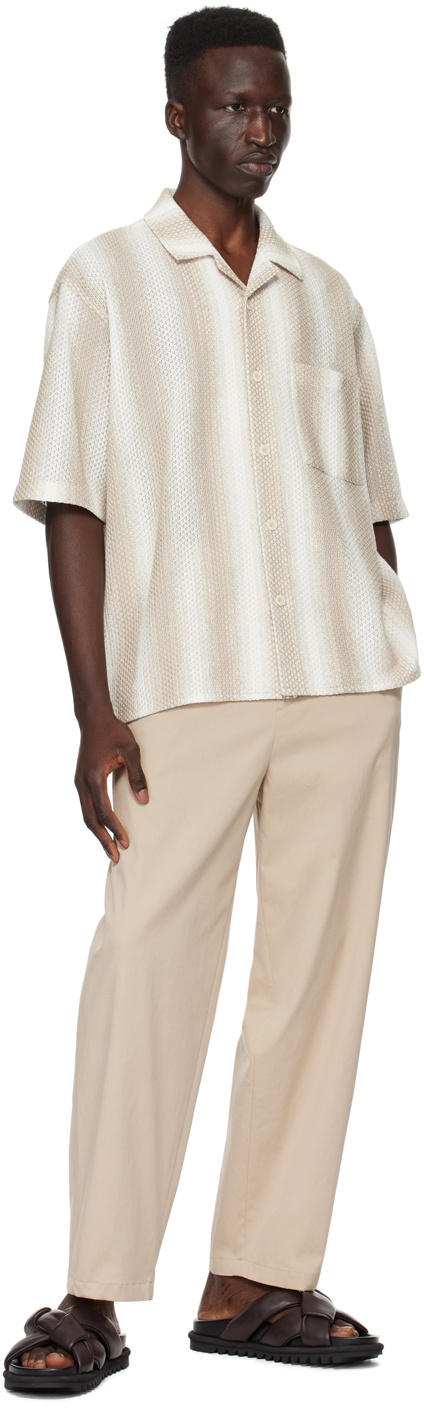 Solid Homme Beige & White Stripe Shirt Solid Homme