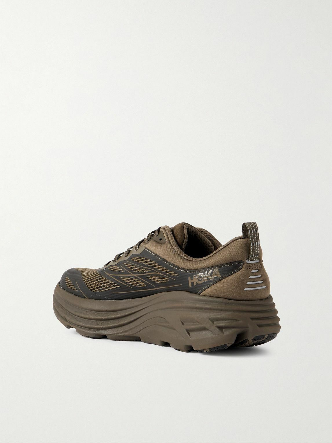 Hoka - Stealth/Tech Bondi 8 Caged Rubber-Trimmed Mesh Sneakers - Brown ...
