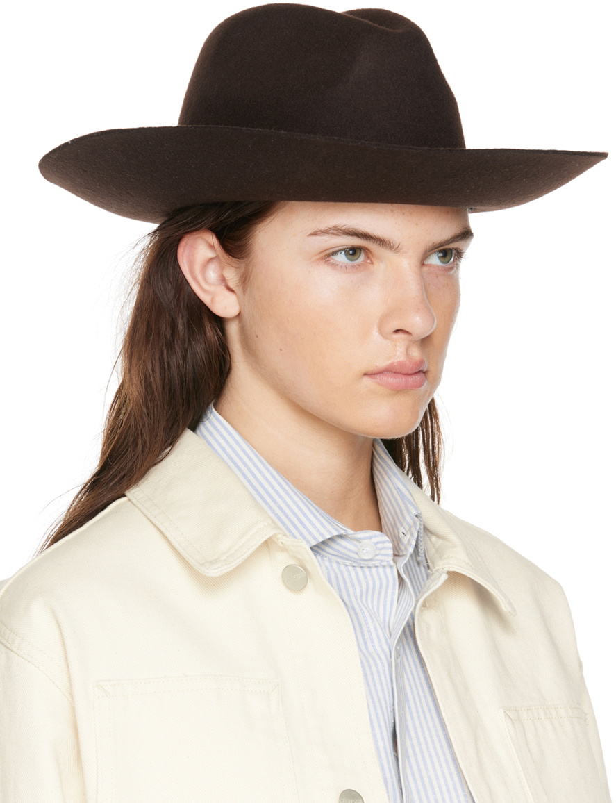 Golden Goose Brown Wool Felt Golden Studded Fedora Golden Goose Deluxe ...