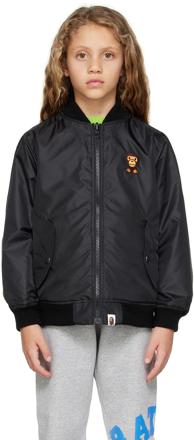 BAPE Kids Black ABC Camo Baby Milo Reversible Jacket A Bathing Ape