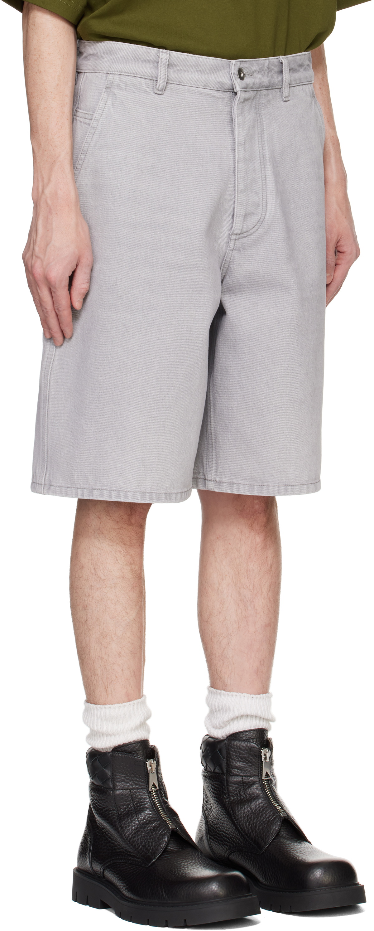 Bottega Veneta Gray Washed Denim Shorts Bottega Veneta