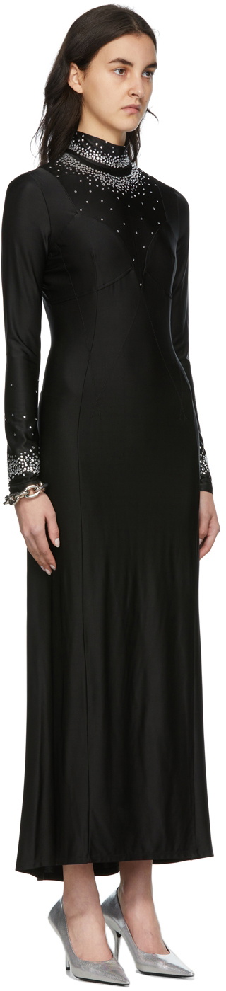 Paco Rabanne Black Viscose Jersey Embroidered Long Dress Paco Rabanne