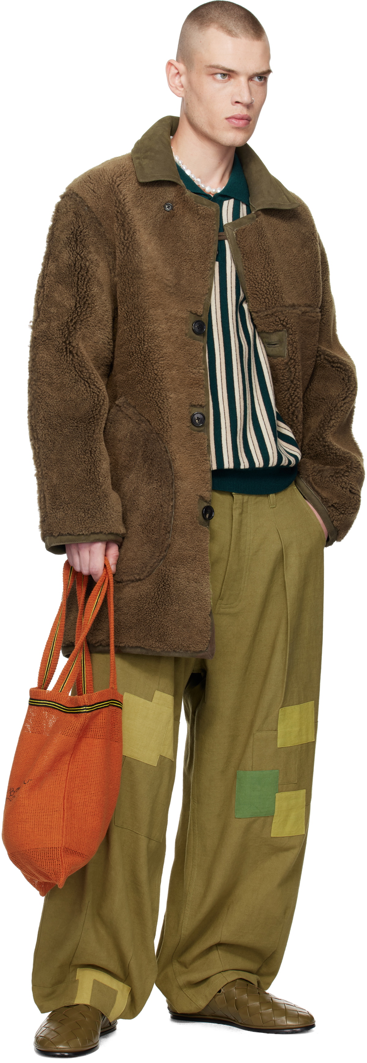 Bode Brown Ranch Reversible Shearling Coat Bode