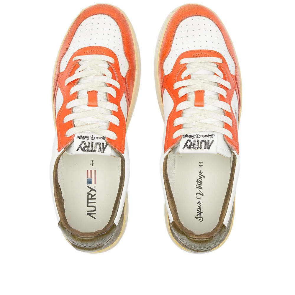 Autry Men's Super Vintage Low Sneakers in White/Red Autry