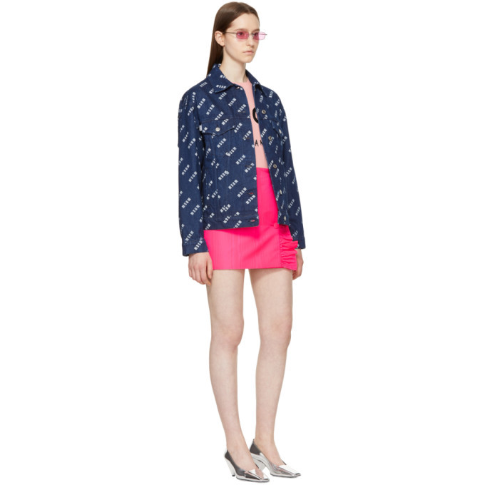 MSGM Blue Multi Stamped Denim Jacket MSGM