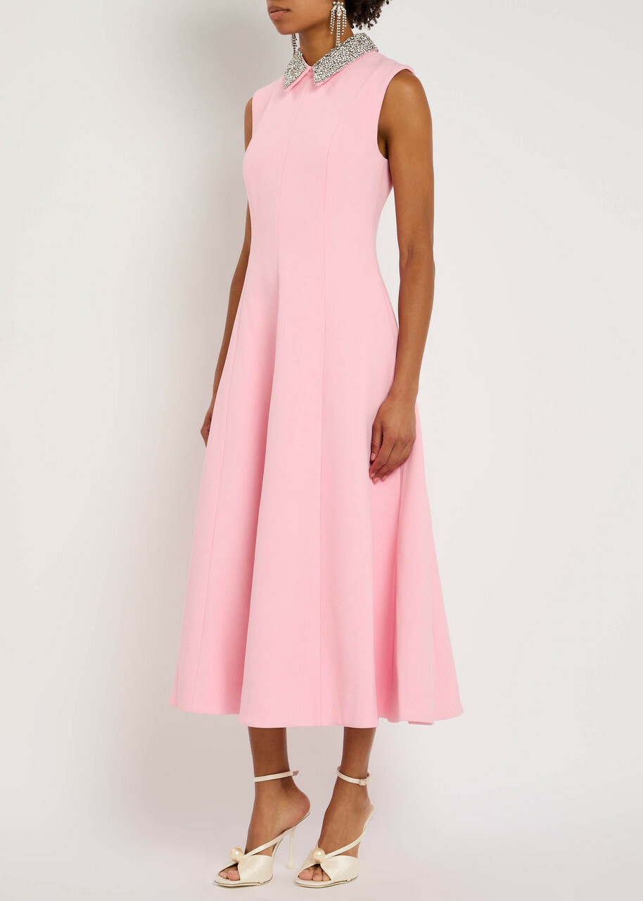 Rebecca Vallance Isabella Embellished Crepe Midi Dress Light Pink ...