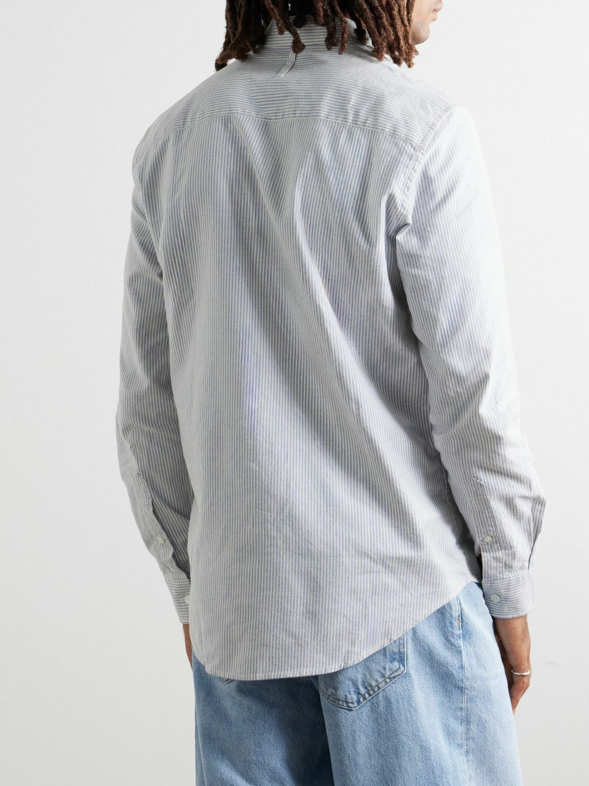 NN07 - Arne 5032 Button-Down Collar Striped Cotton Oxford Shirt - Blue NN07