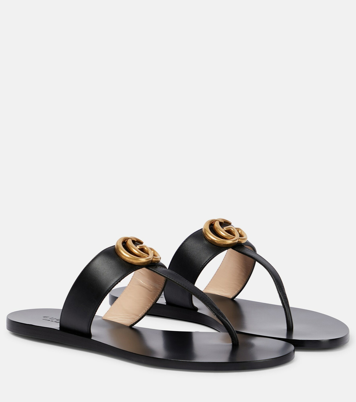 Gucci - Double G leather thong sandals Gucci