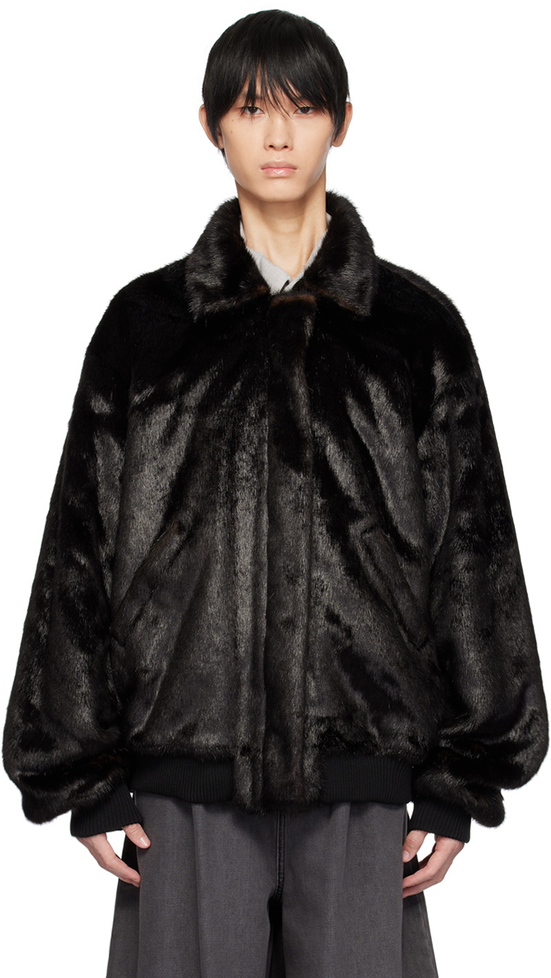 The Frankie Shop Black Scott Faux-Fur Bomber Jacket The Frankie Shop